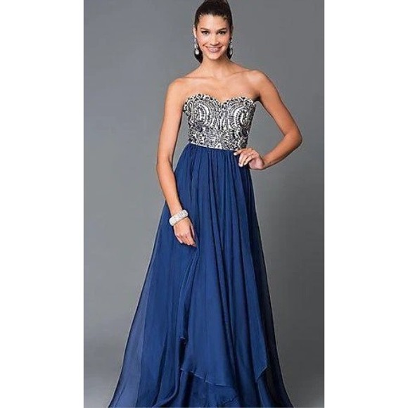 Milano | Dresses | Nwt Milano Formals 87 Size 4 Long Navy Chiffon ...